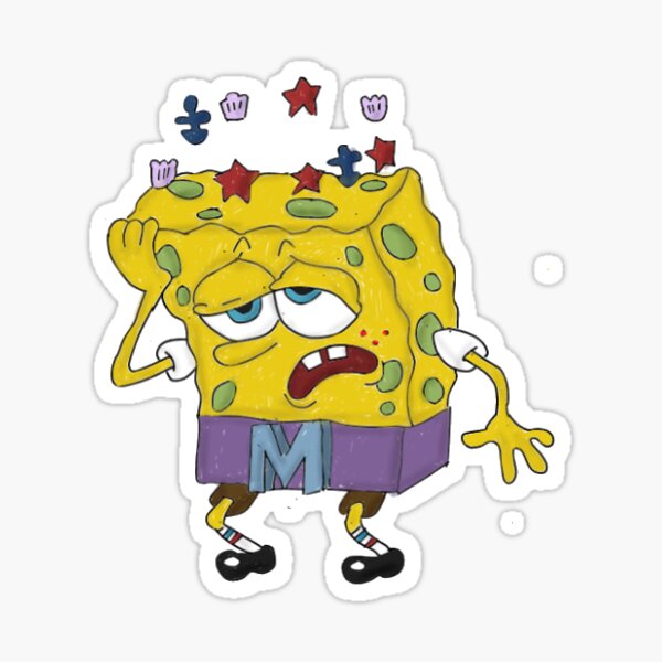 Confused Spongebob Sticker For Sale By Vpittore Redbubble