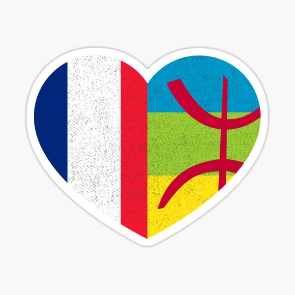 "Amazigh Kabyle French Pride Heart Tamazgha France Flag Gift" Sticker ...