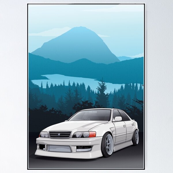 "Chaser JZX100 with mountains background" Poster for Sale by ArtyMotive ...