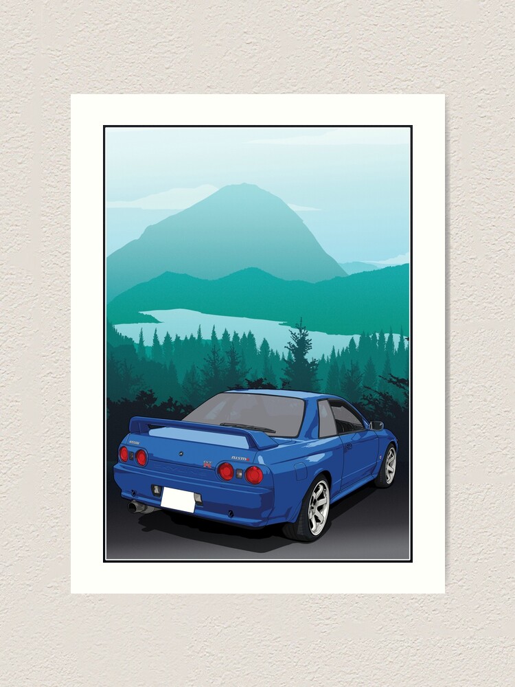 "Skyline R32 GTR with mountains background." Art Print for Sale by ...