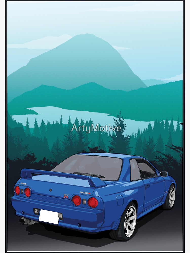 "Skyline R32 GTR with mountains background." Sticker for Sale by ...