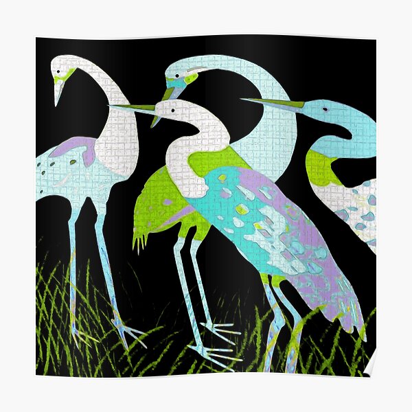 "Colorful Cranes, Smooth And Bright" Poster for Sale by BanyanRanch ...