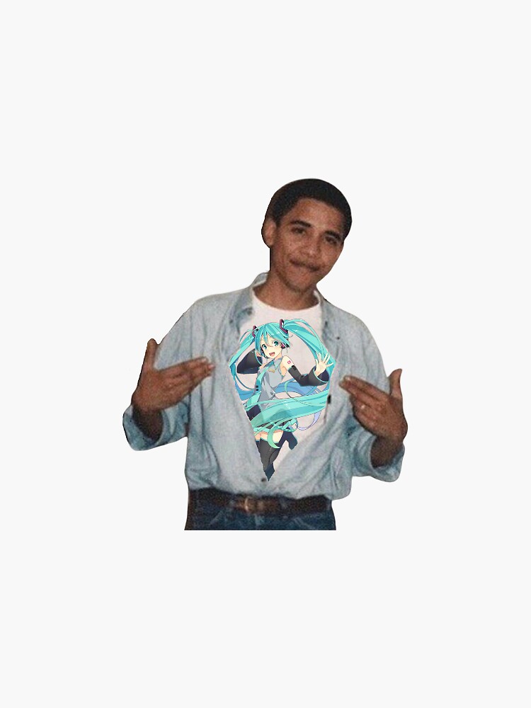 "obama miku hatsune shirt uwu" Sticker for Sale by librathots | Redbubble