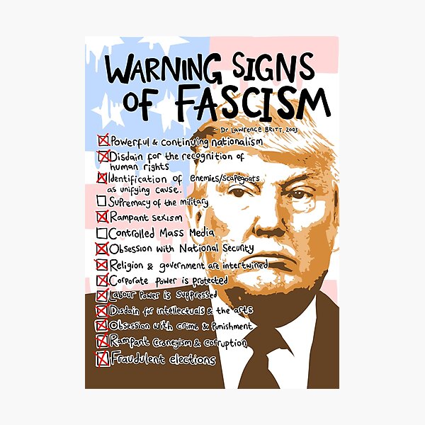 "Trump & the 14 Warning Signs of Fascism." Photographic Print for Sale ...