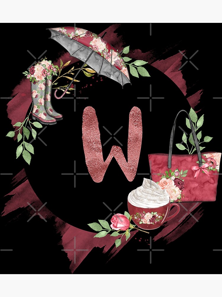 "Pretty in Pink Monogram W - Alphabet Letter W - Black Background ...