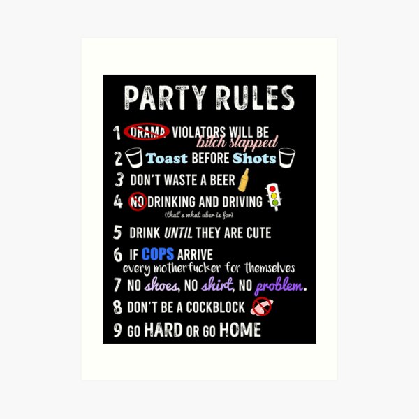 "Party Rules" Art Print for Sale by alexvoss | Redbubble