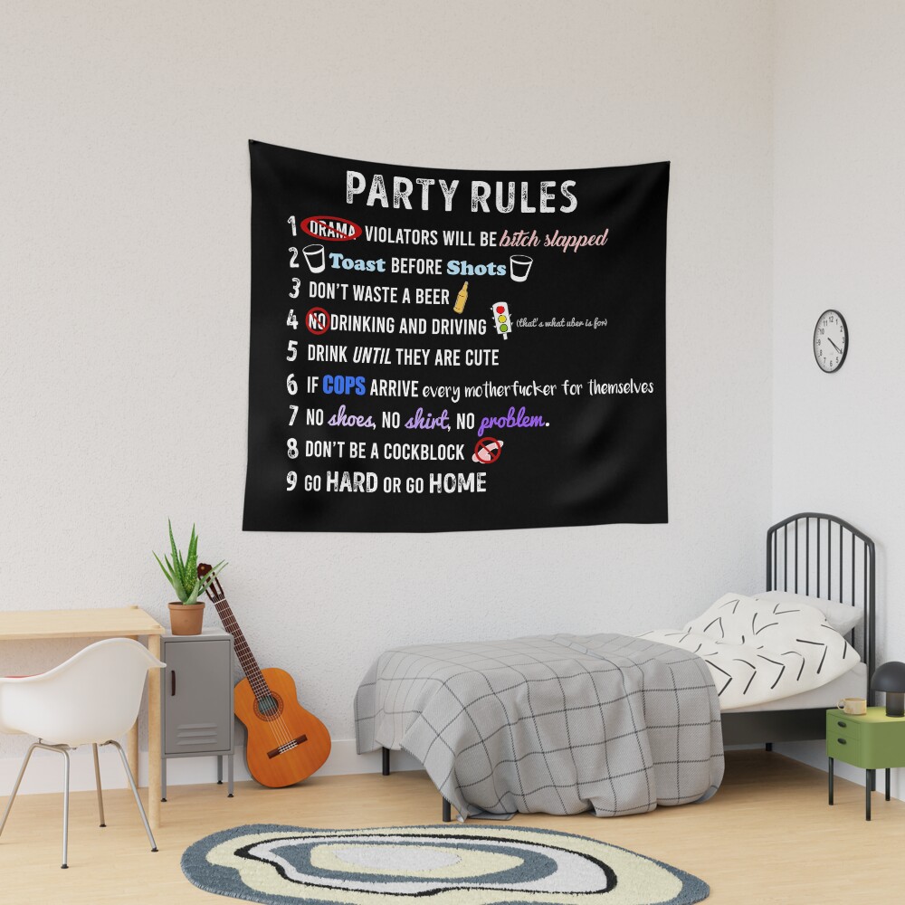 "Party Rules" Poster for Sale by GlowinUp Shop | Redbubble
