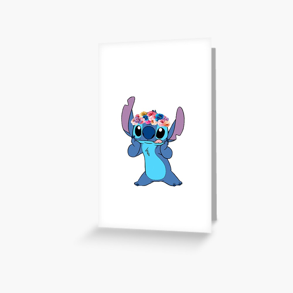 "Stitch from Lilo and Stitch with flower crown" Greeting Card for Sale ...