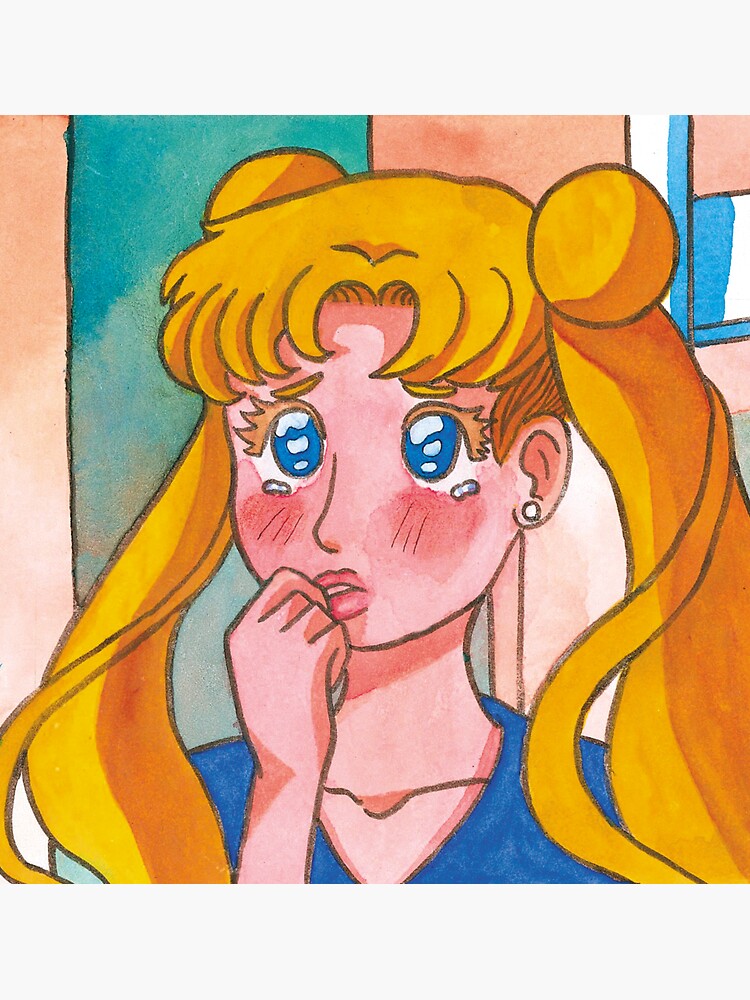 "Crying Usagi Tsukino" Sticker for Sale by lala-sakura | Redbubble