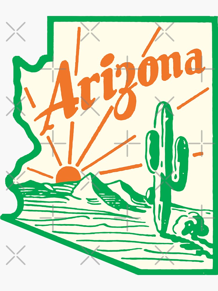 "Arizona Cactus Vintage Travel Decal" Sticker for Sale by hilda74 ...