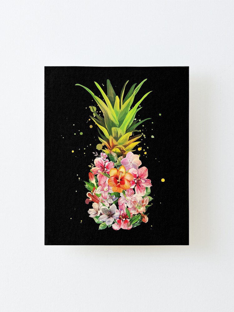 Pineapple Flowers Shirt Women Aloha Hawaii Vintage Hawaiian Mounted
