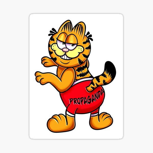 "Propaganda Garfield" Sticker for Sale by justpeacheyy | Redbubble