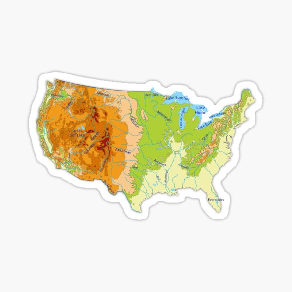 "map of US with relief topographic map of USA with Major Lakes and ...