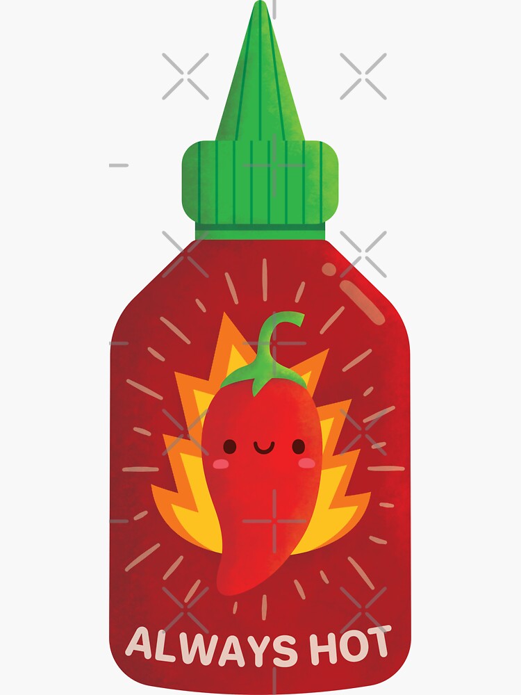 "Cute Red Chili Pepper Spicy Sauce Bottle" Sticker by rustydoodle ...