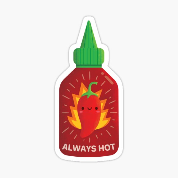 "Cute Red Chili Pepper Spicy Sauce Bottle" Sticker by rustydoodle ...
