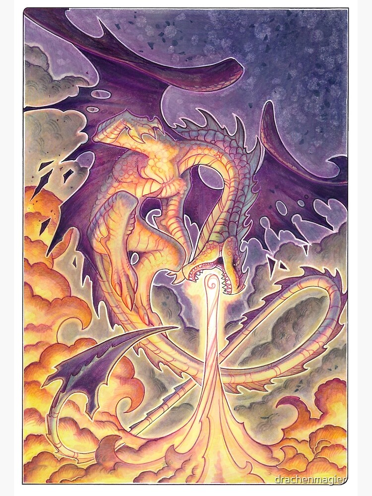 "fire wyvern" Art Print for Sale by drachenmagier | Redbubble