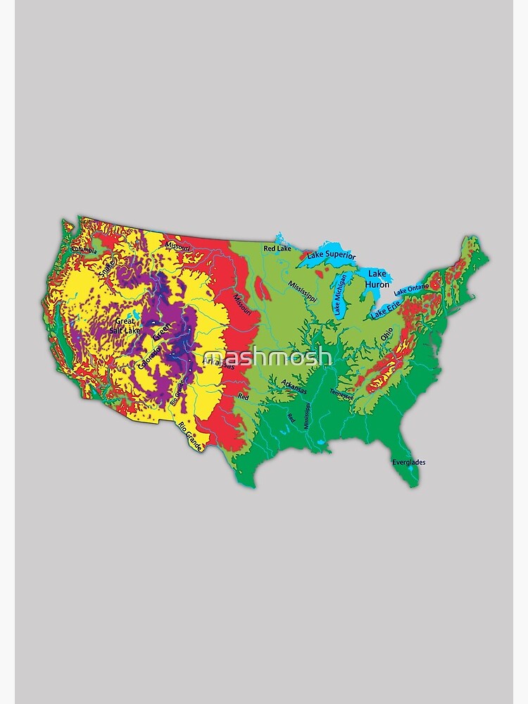 Map Of The United States Major Lakes Map Of USA With Relief