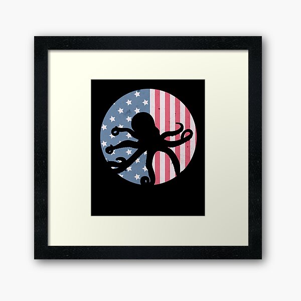 "Patriotic Octopus on Flag" Framed Art Print for Sale by fishcauldron ...