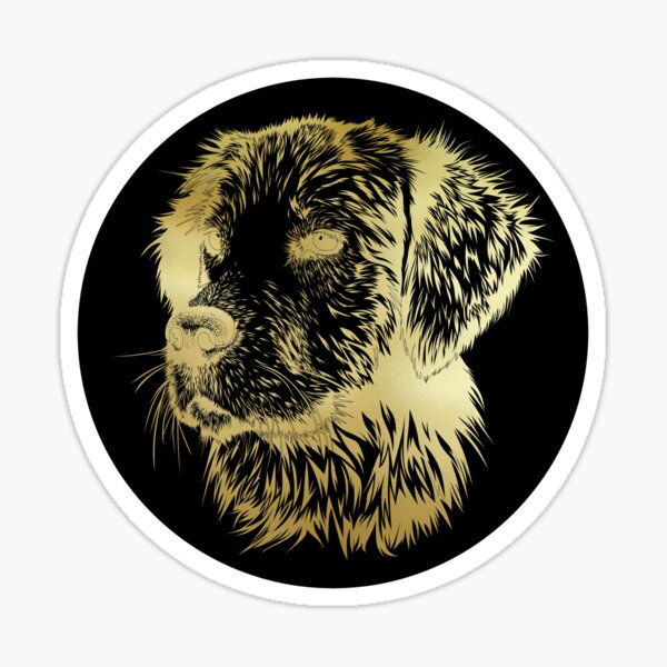 "Adorable Gold Foil Pup Portrait" Sticker by Amanda-Lakey | Redbubble