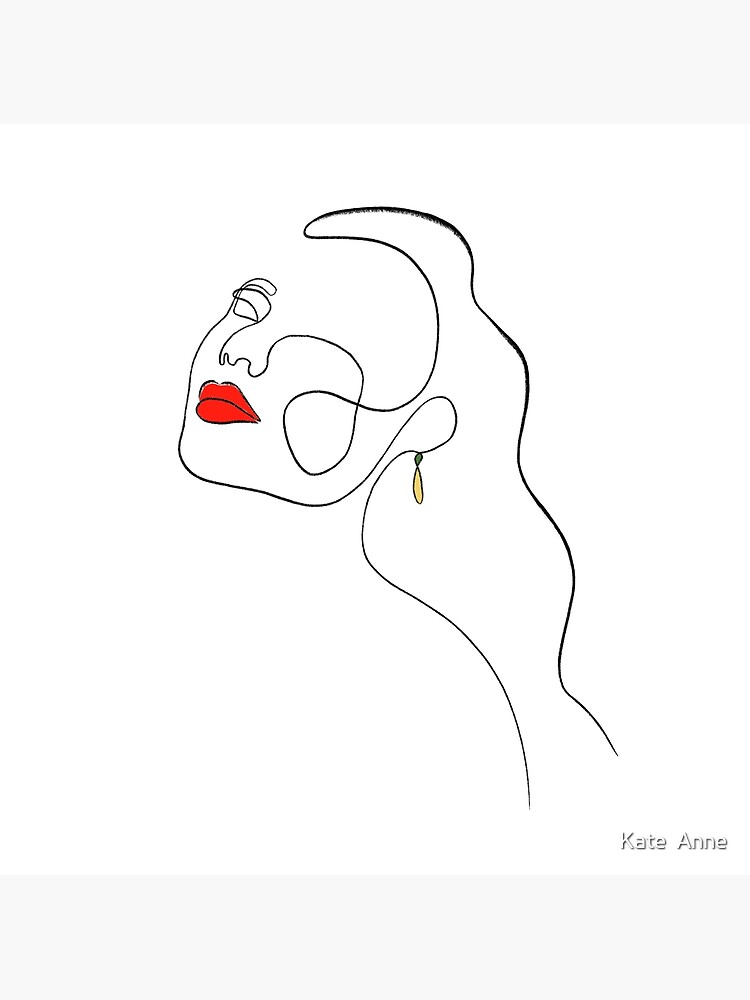 Impression artistique « Dessin au trait rouge à lèvres », par ...