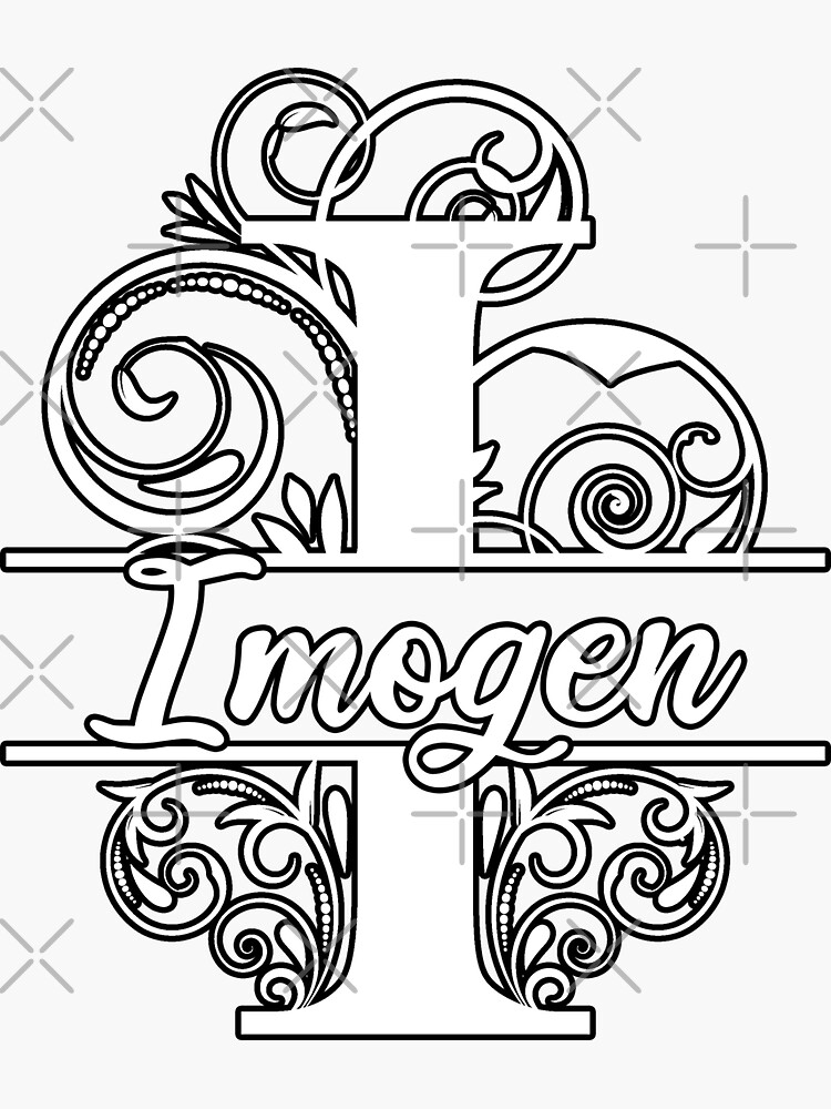 "Personalized Name Monogram I - Imogen - Letter I - White " Sticker for ...