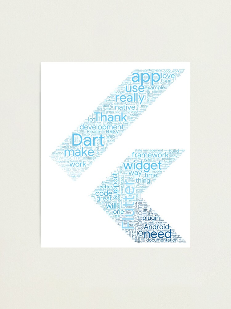 "Word Cloud of Minimalist Flutter Logo on White Background ...