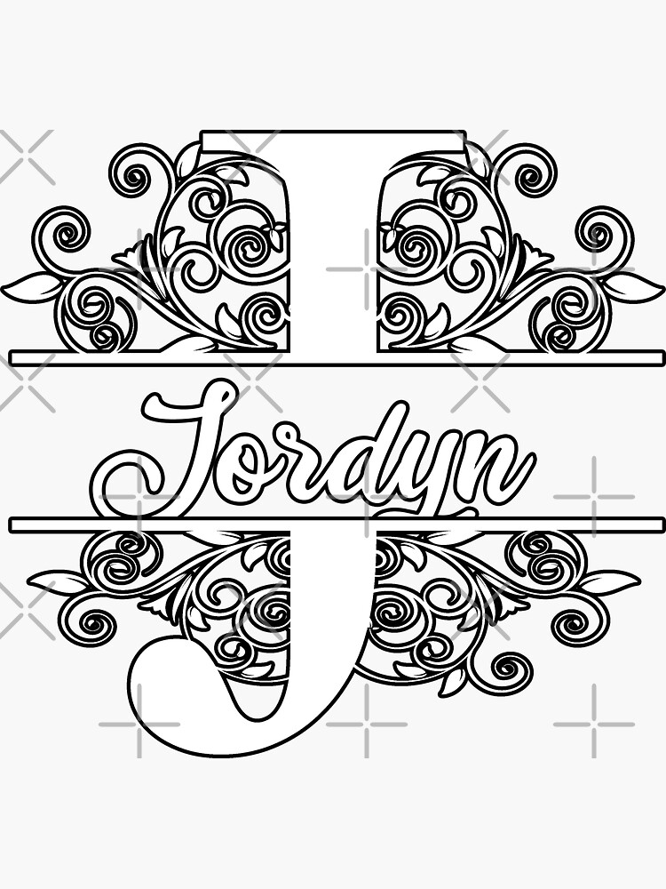 "Personalized Name Monogram J - Jordyn - Letter J - White" Sticker for ...