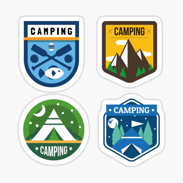 "Camping Adventure Mountains Pack" Sticker by ThreeNomads6 | Redbubble