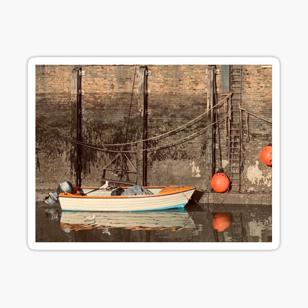 "Small boat moored at harbour - HadesG8 Photo" Sticker by HadesG8 ...
