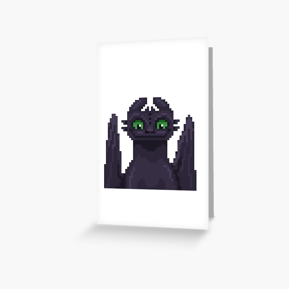 "Pixel Toothless" Greeting Card for Sale by scribblefoxx | Redbubble