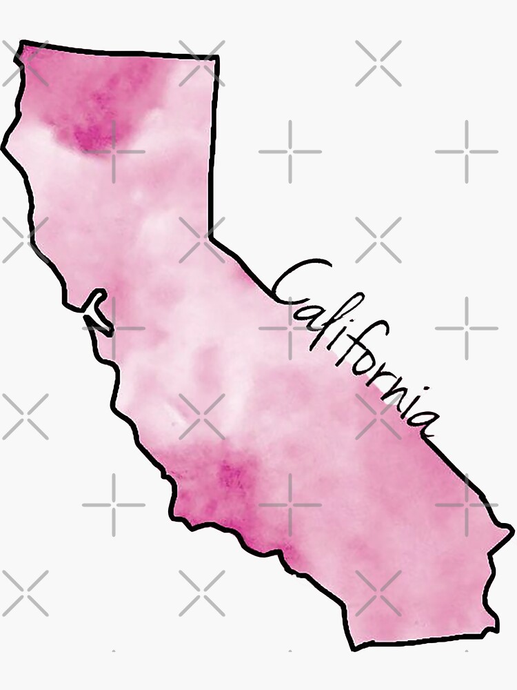 "Pink Watercolor California Outline!" Sticker by creationsbykels ...