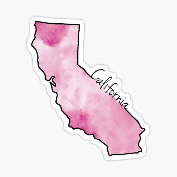 "Pink Watercolor California Outline!" Sticker by creationsbykels ...