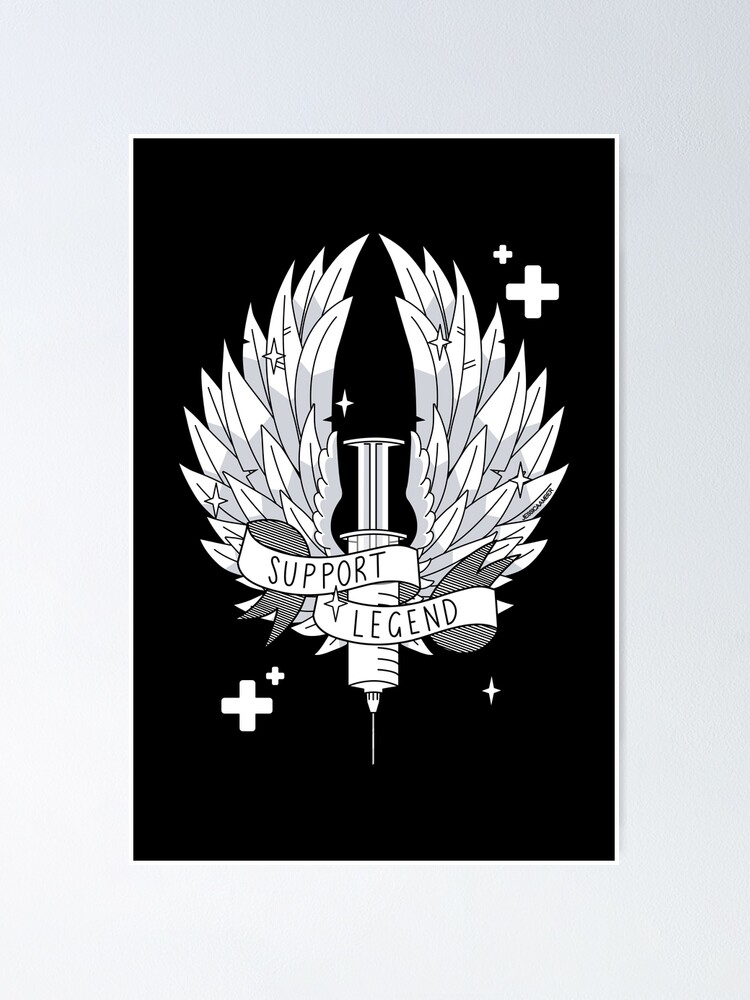 "Support Legend Gamer Black White Syringe Wings" Poster for Sale by ...