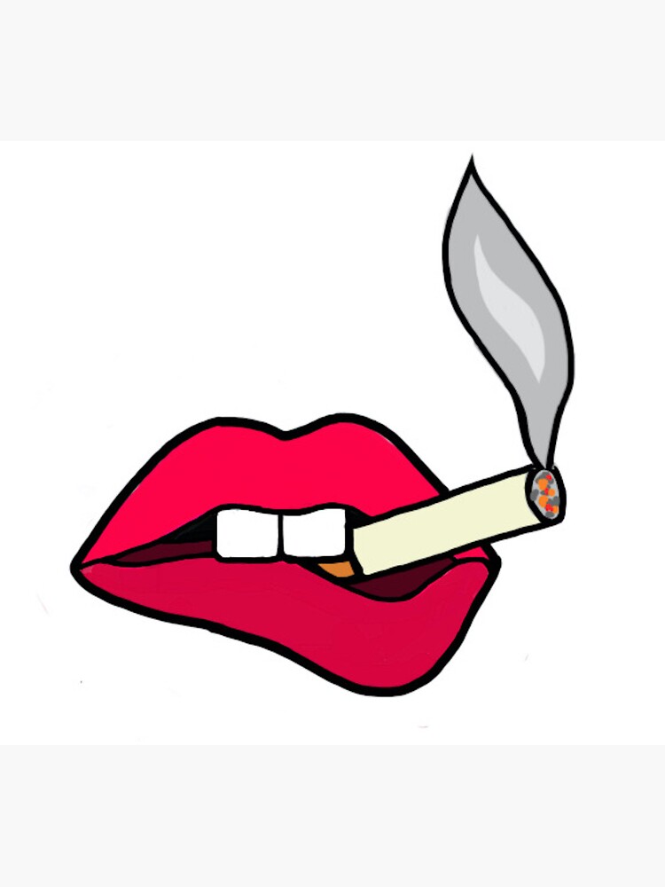 "lips smoking a cigarette" Sticker by piphenn | Redbubble