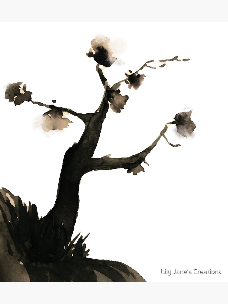 "Japanese Style Sumi-E Ink Tree" Poster for Sale by lilyjcreations ...