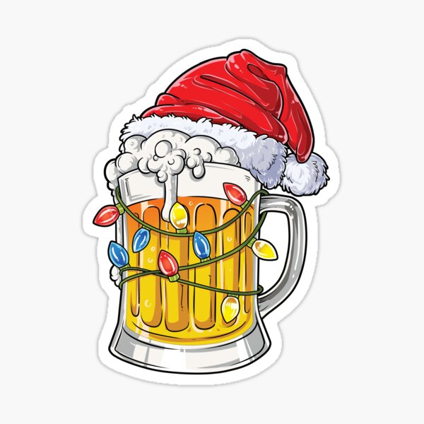 "Beer Christmas shirt Mug Santa Xmas lights Men Women Gifts" Sticker ...