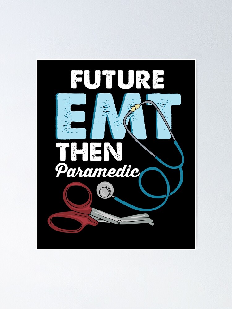 Paramedic Poster Emergency Medical Technician With Flowers Print EMT
