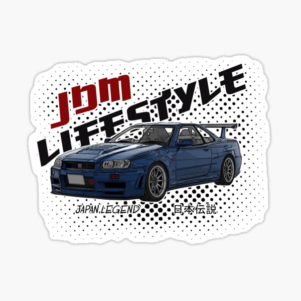 "Skyline R34 GT-R the Japan legend" Sticker by JDMzone | Redbubble