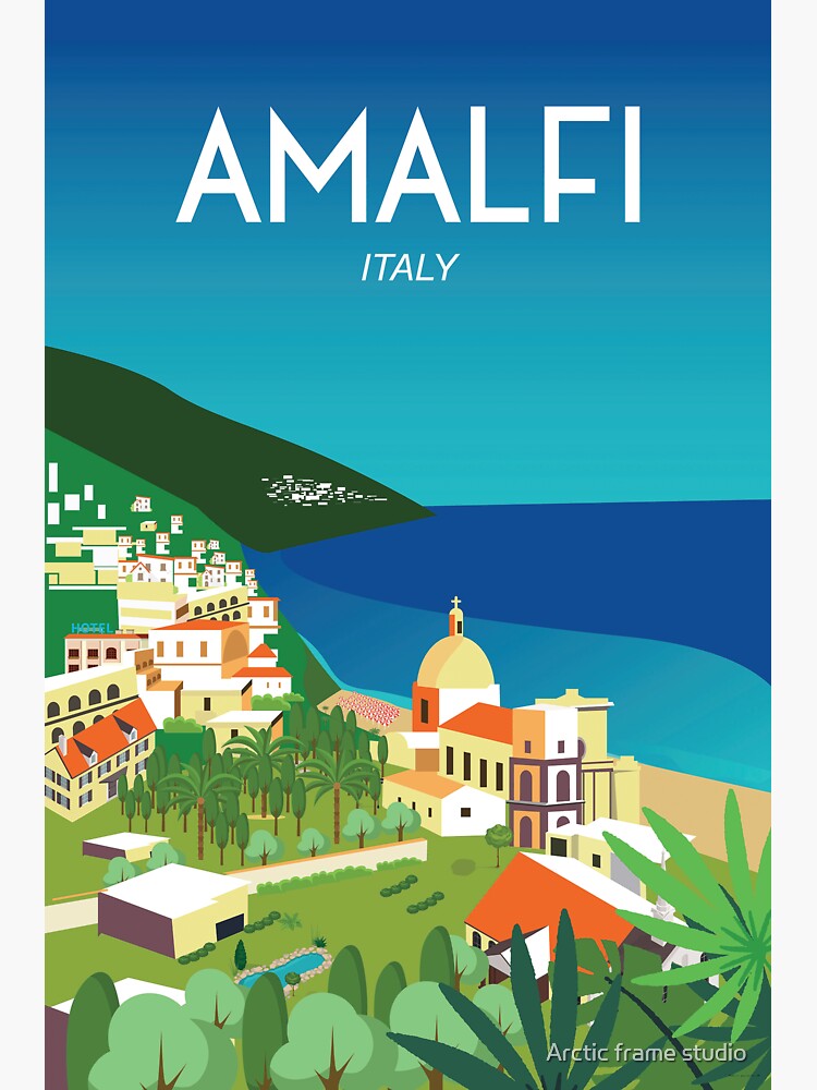 "Amalfi Italy Vintage travel poster landscape" Sticker for Sale by ...