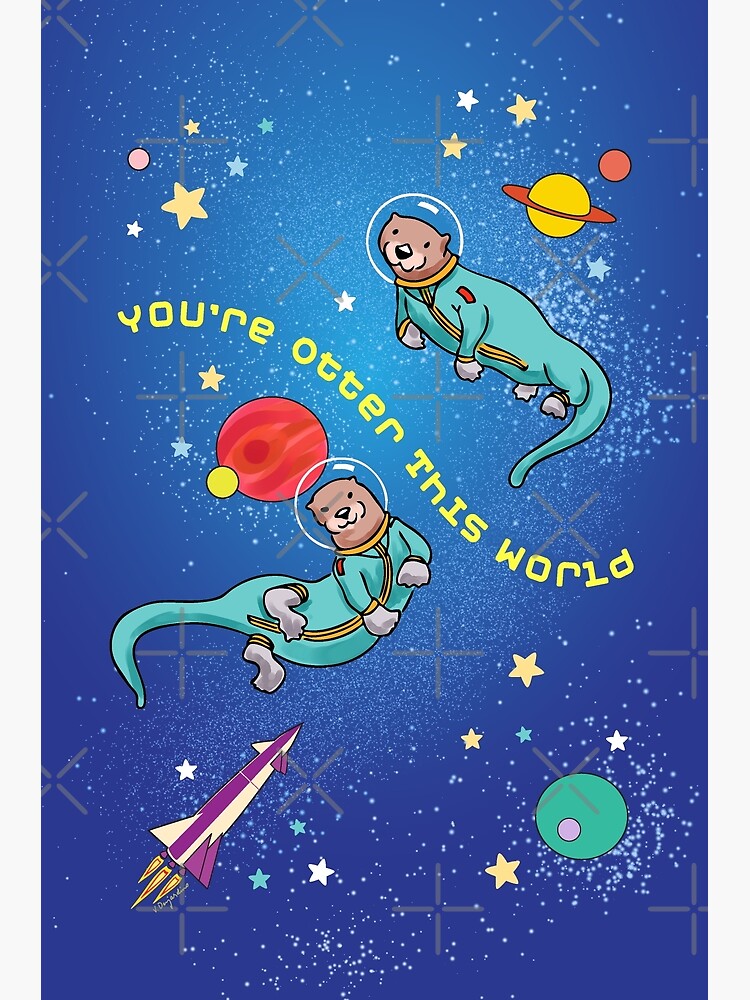 "Otter This World Otters in Outer Space with Rockets and Stars" Framed ...