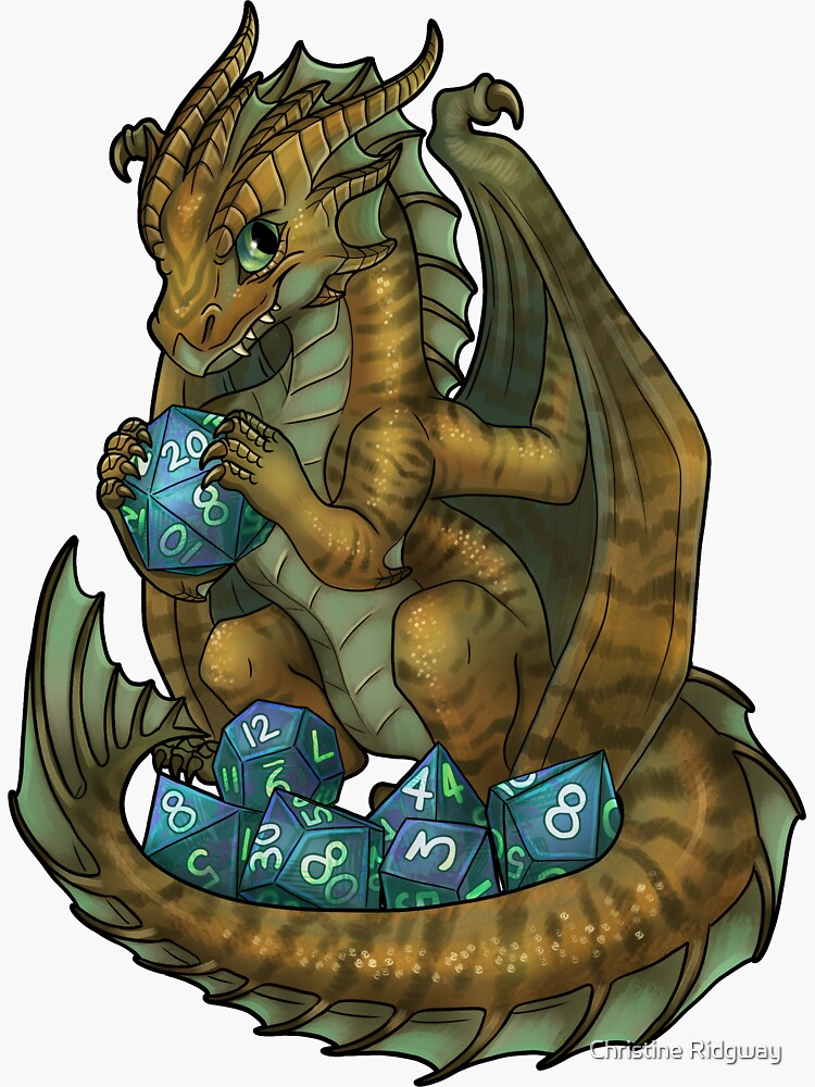 "Bronze Dragon Dice Hoarder" Sticker for Sale by Skidar | Redbubble
