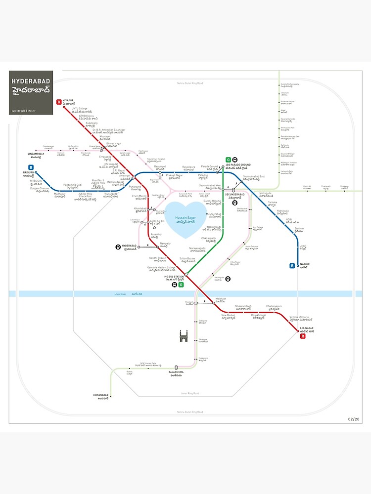 Hyderabad Metro Map Premium Matte Vertical Poster Designed & Sold By ...