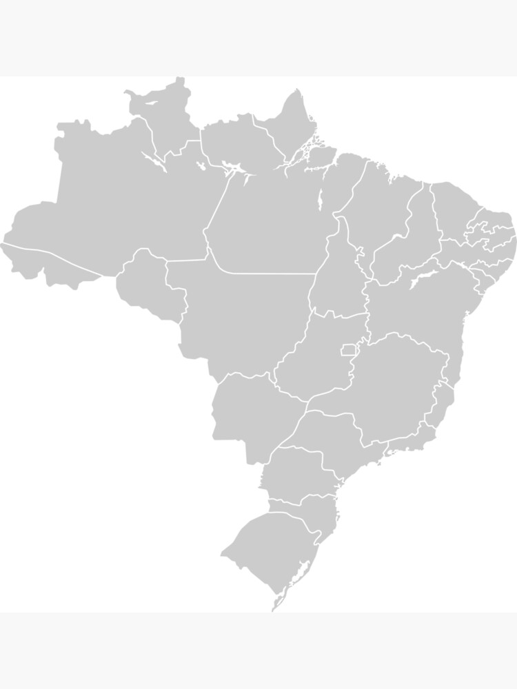 "High resolution map of Brazil in gray color with all provinces ...