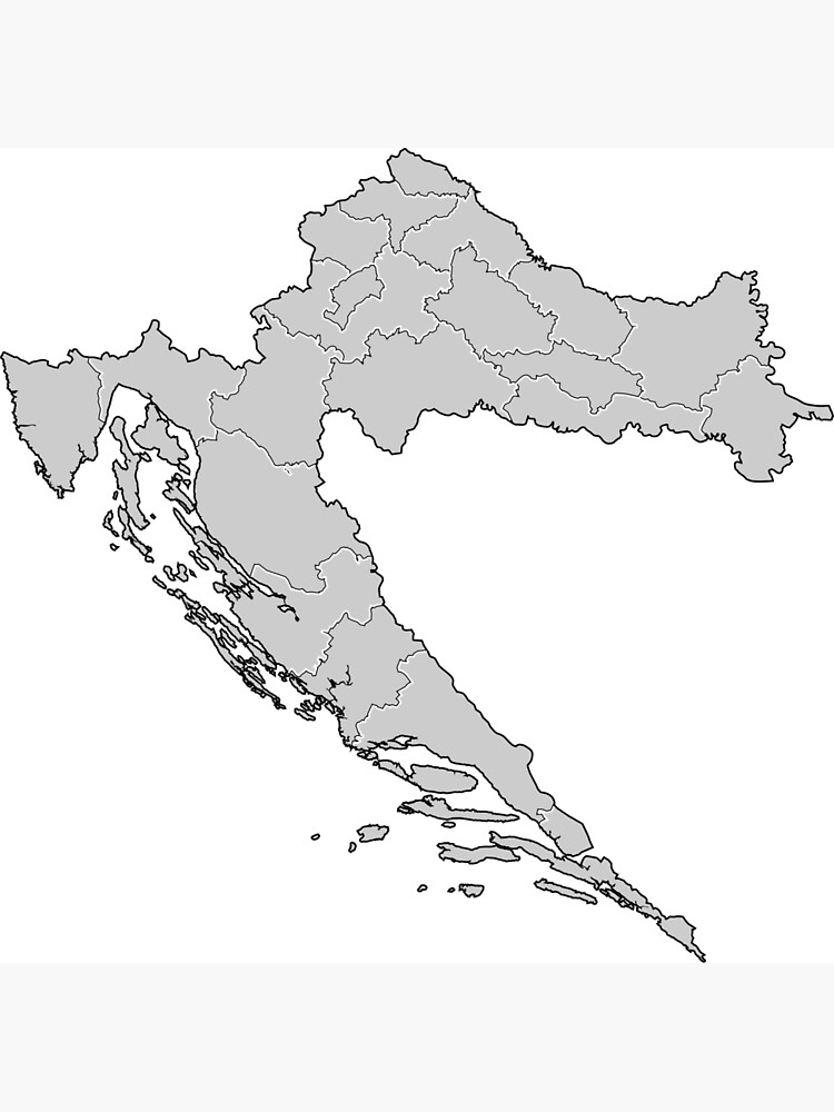 "Hi-res map of Croatia with all provinces in gray color." Metal Print ...