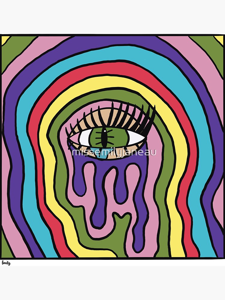 "Dripping Colourful Eye Trippy Digital Art" Sticker by missemilyjaneau ...