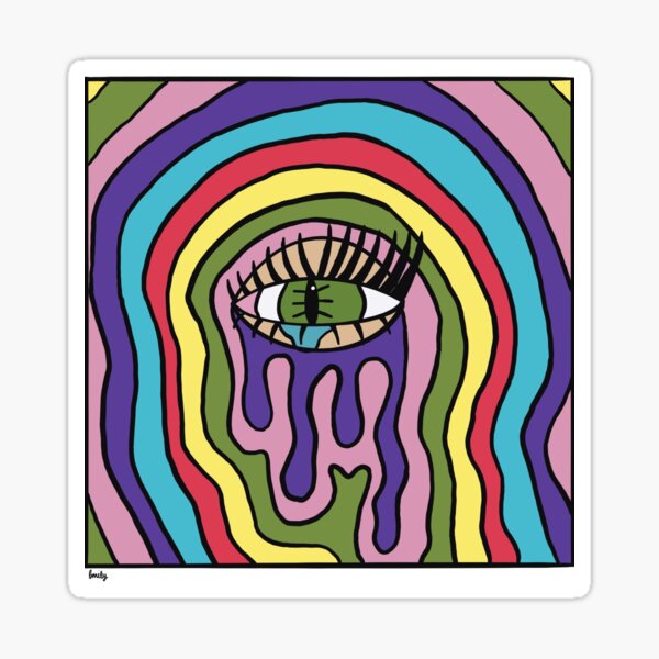"Dripping Colourful Eye Trippy Digital Art" Sticker by missemilyjaneau ...