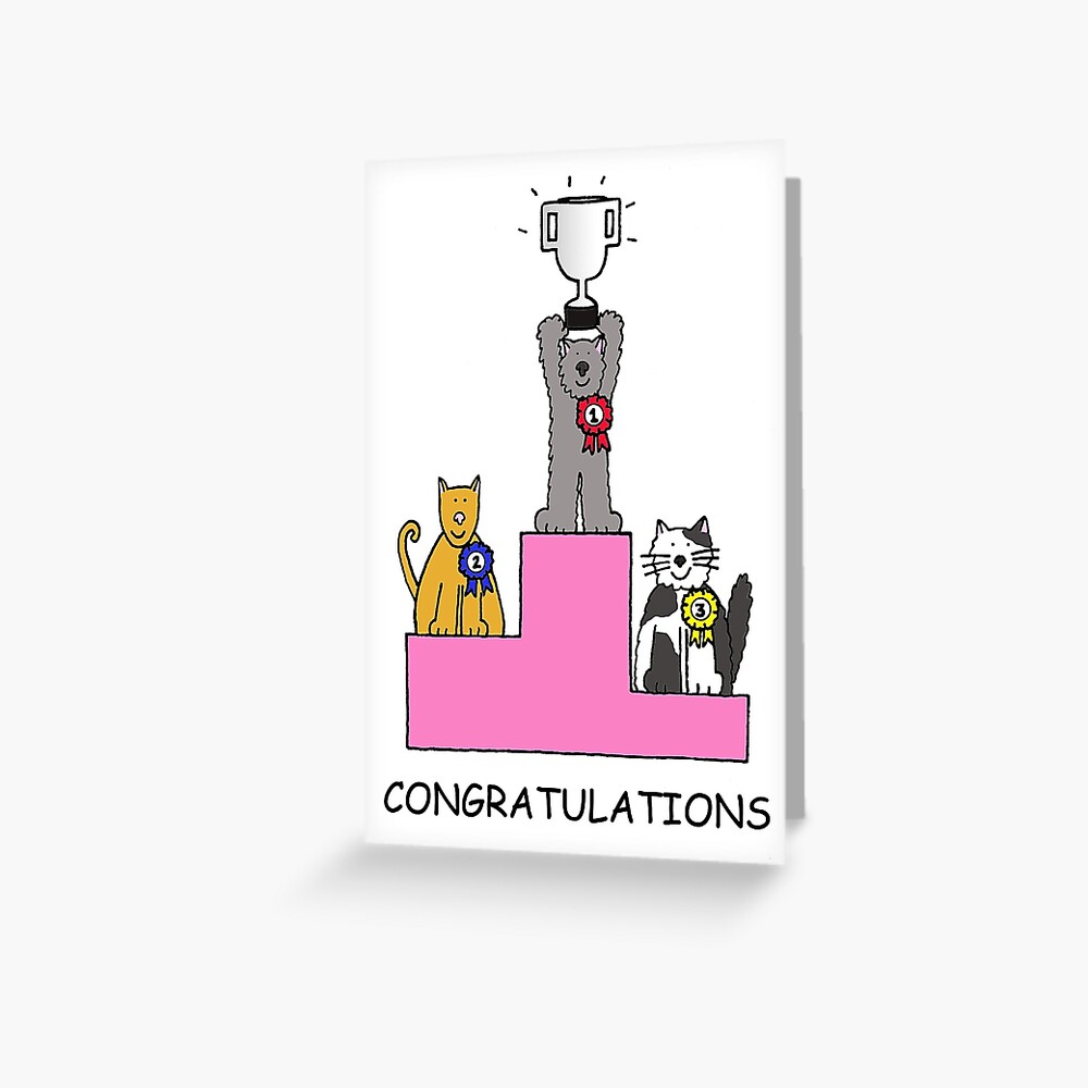 "Congratulations Cat Show Success Cartoon, Cats with a Trophy" Greeting ...