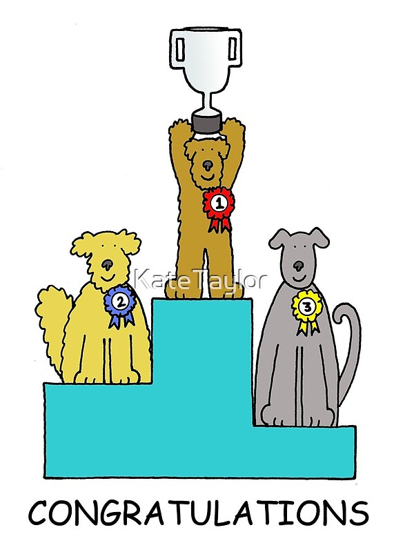 "Congratulations, Dog Show Success Cartoon Dog with Trophy" by ...