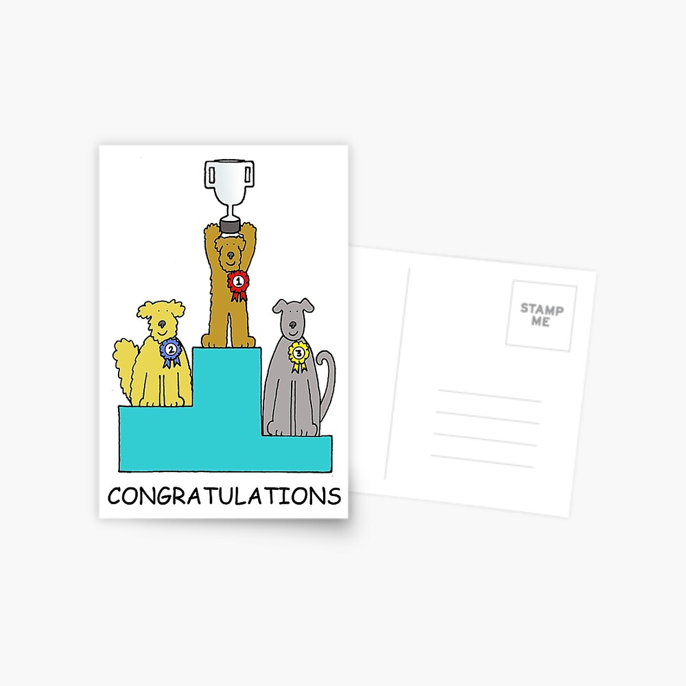 "Congratulations Dog Show Success Cartoon Dog with Trophy" Greeting ...