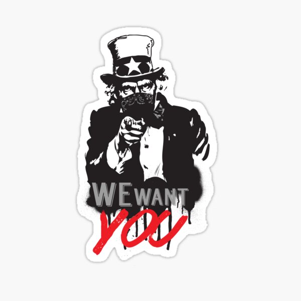 "Uncle Sam "We want you"" Sticker for Sale by calinvr | Redbubble